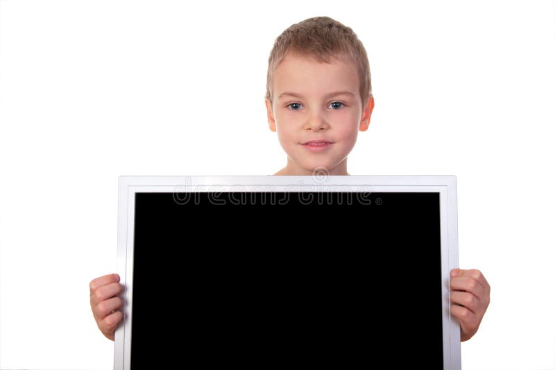 Boy with screen stock image. Image of grey, look, child - 4660537