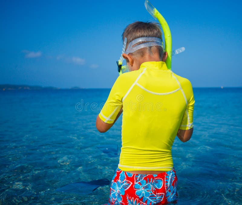 Boy scuba diving. stock photo. Image of resting, child - 71199270