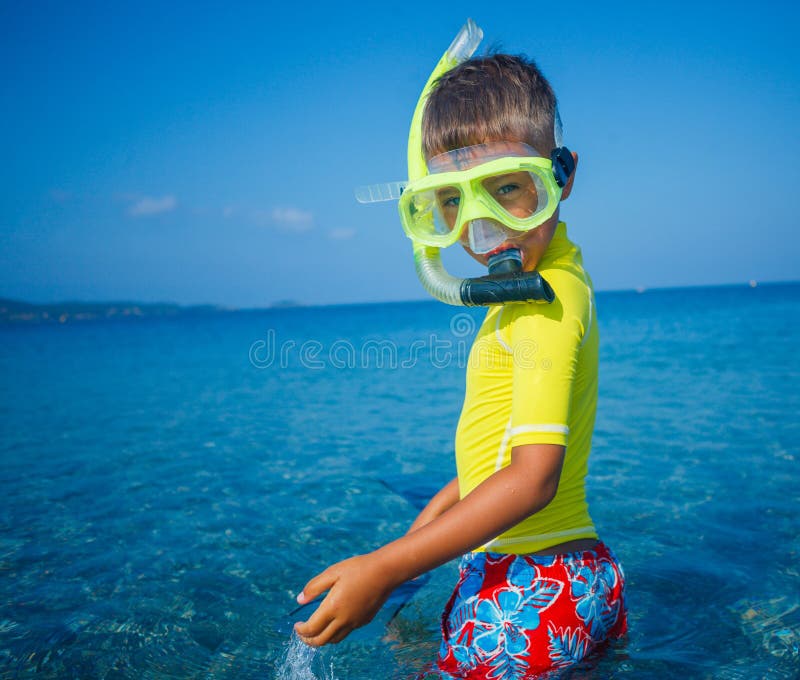Boy scuba diving. stock image. Image of resort, flippers - 71199339