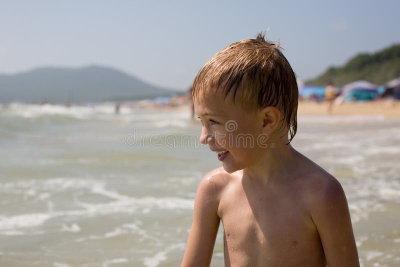 Boy and sea stock photo. Image of cloud, childhood, child - 10605326