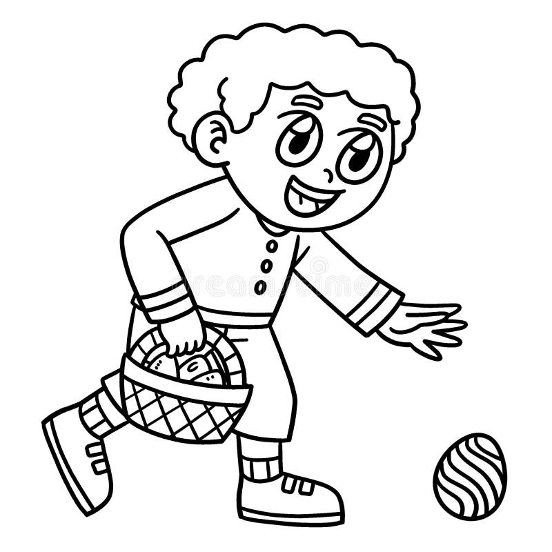 Boy Searching for Easter Egg Isolated Coloring Stock Vector ...