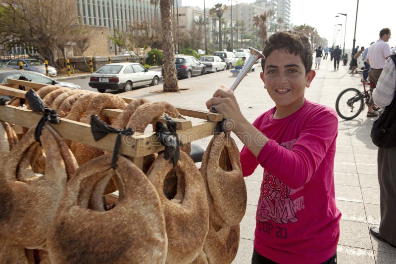 A Boy Selling Bread, Lebanon Editorial Stock Image - Image of horn ...