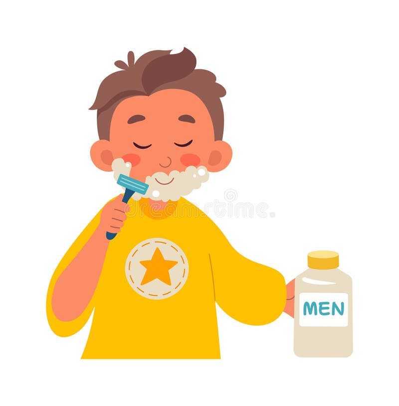 Boy Shaving Face stock vector. Illustration of kids - 273903162