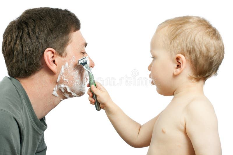 Boy shaving father stock image. Image of adult, people - 14031999
