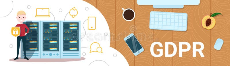 GDPR Isometric Infographic Data Privacy On Grey Background. Network ...