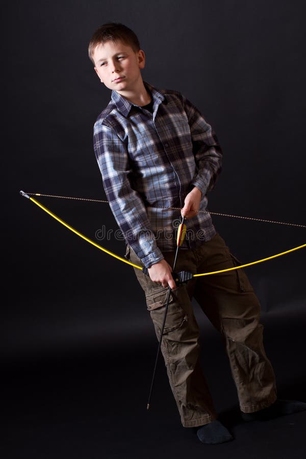 Boy Shooting with a Longbow Stock Image - Image of armor, archery: 49166553