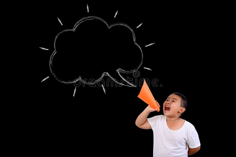 The Boy Shouted Loudly with Text Box Stock Photo - Image of shouting ...