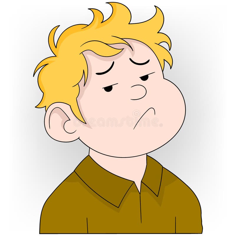 Boy is Showing a Bored Face Thinking Stock Vector - Illustration of ...