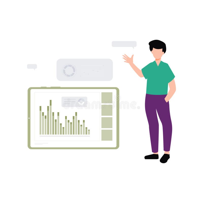 A Boy is Showing a Business Graph Stock Vector - Illustration of stands ...