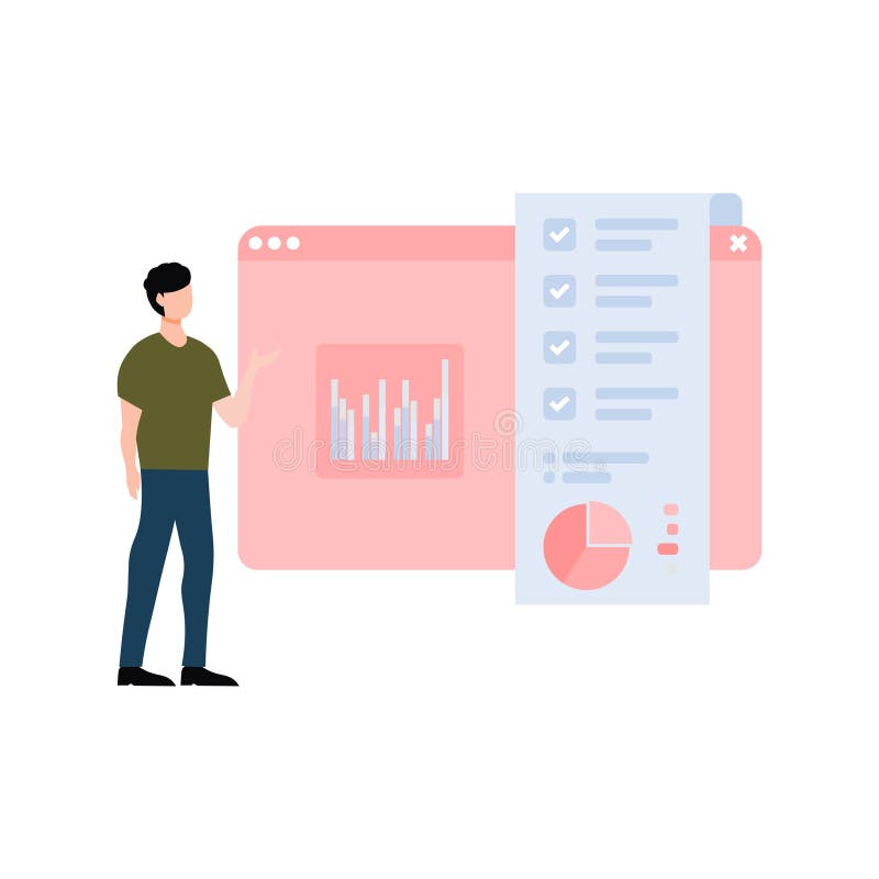Boy Showing Business Graph on Web Page Stock Illustration ...