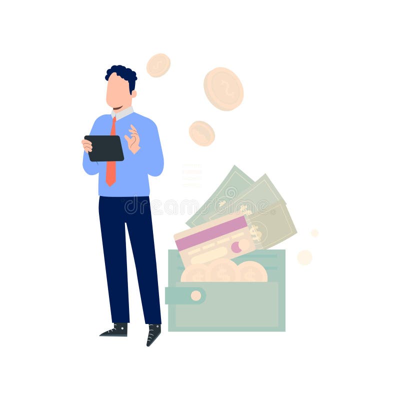 The Boy is Showing the Cash in Wallet Stock Illustration - Illustration ...