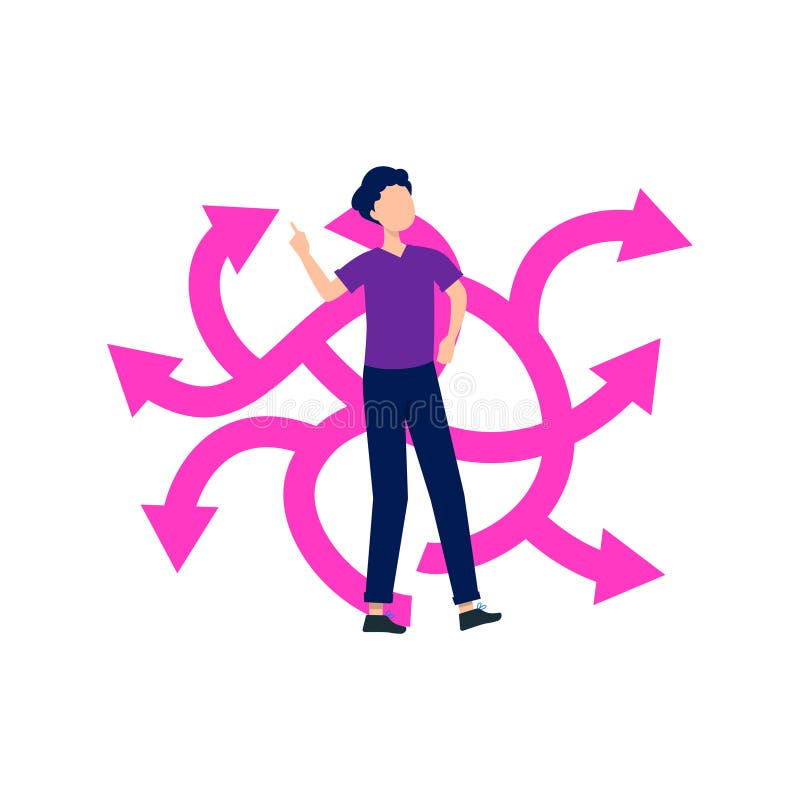 Boy is Showing Different Cognitive Navigation Stock Illustration ...