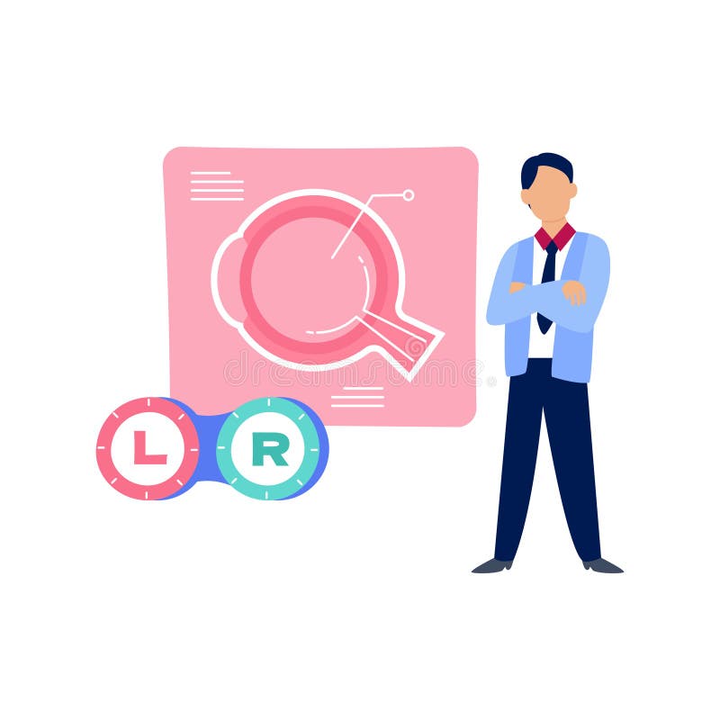 Boy showing eye lenses stock illustration. Illustration of look - 334864829