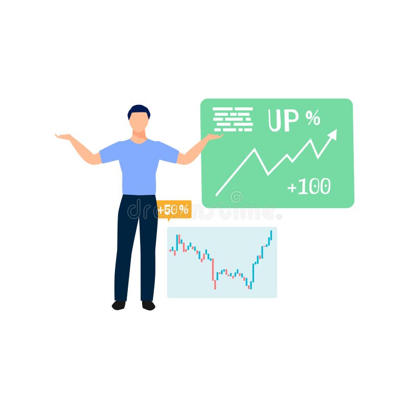 Boy is Showing Finance Marketing Graph Stock Illustration ...