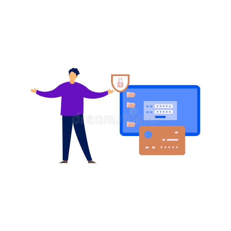 The Boy is Showing the Folder Protection Stock Illustration ...