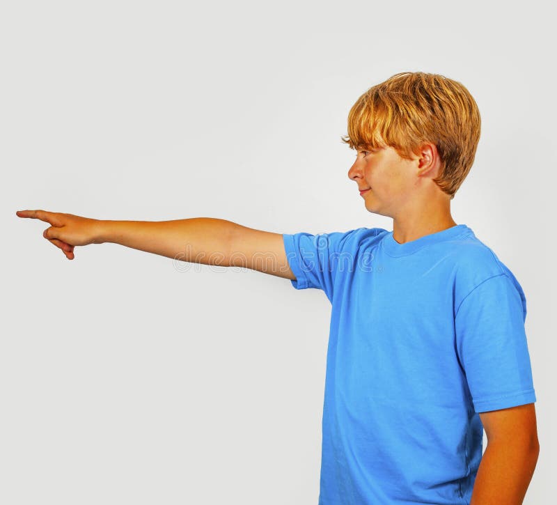 Boy Showing with His Arm in the Foreward Direction Stock Image - Image ...