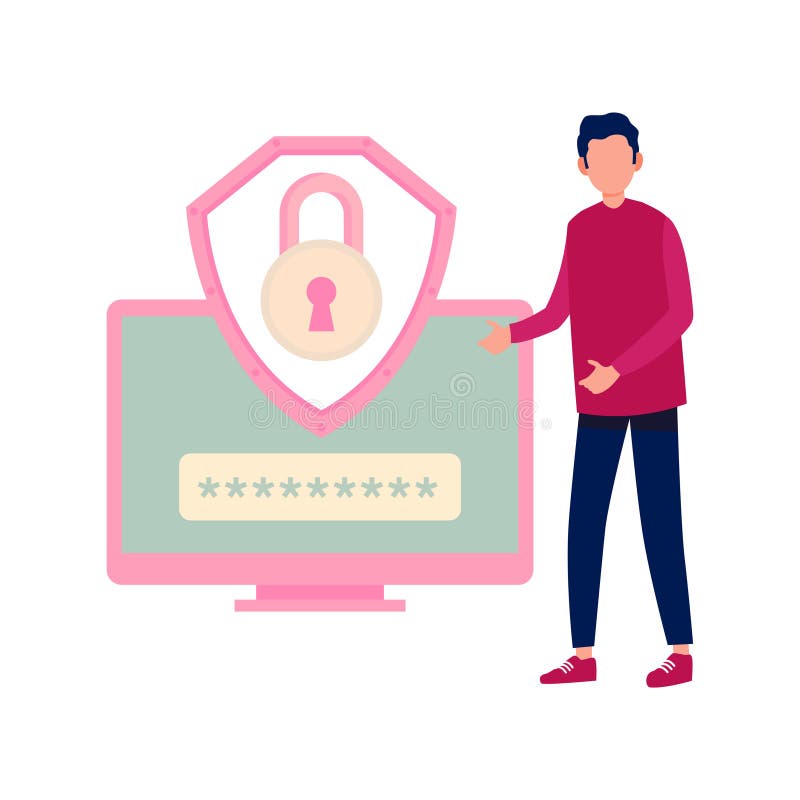 The Boy is Showing the Lock on the Screen Stock Vector - Illustration ...