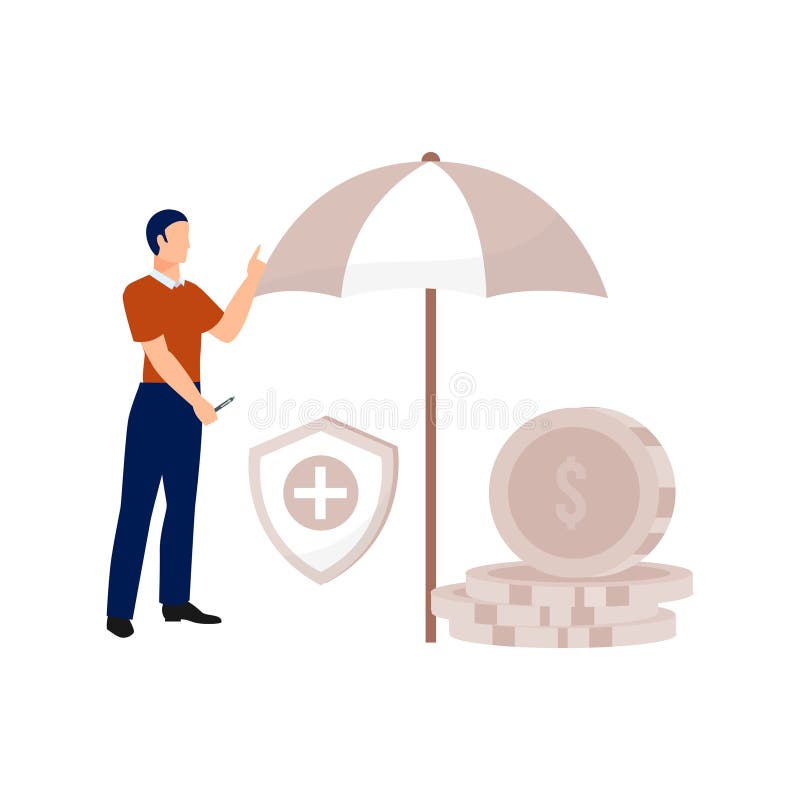 The Boy is Showing the Protection of Money Stock Illustration ...