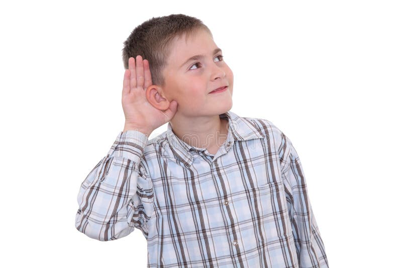 Boy showing he s listening stock photo. Image of listen - 24535054