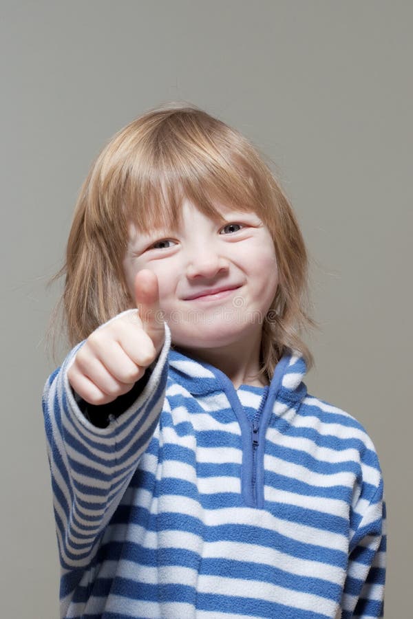 Boy Blond Hair Showing Thumbs Up Hand Sign Stock Photos - Free ...