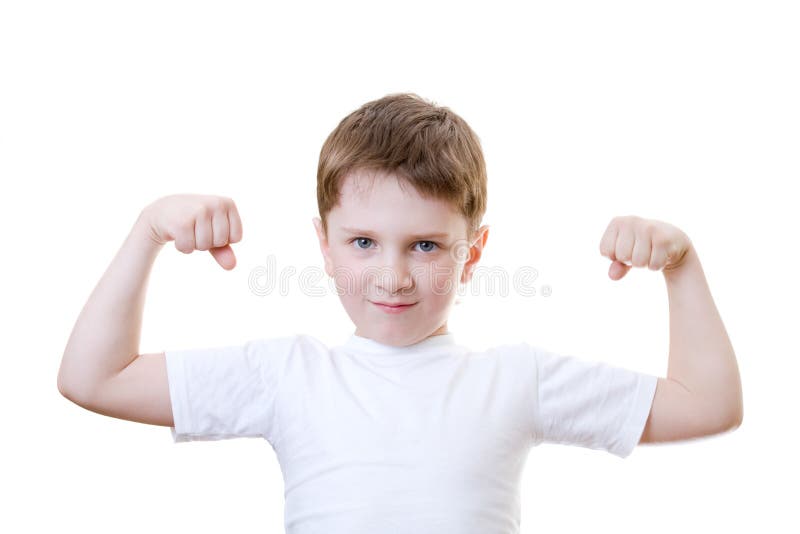 Boy showinh his strength stock image. Image of exercising - 2232035