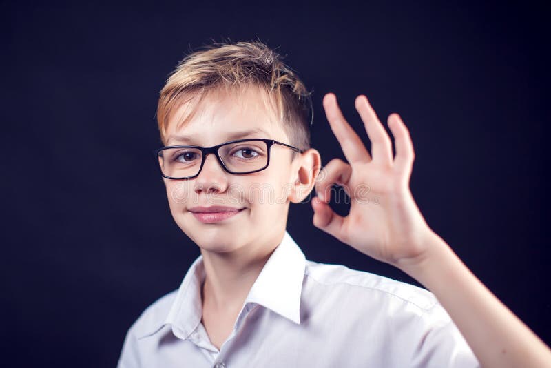 A Boy Shows Ok Gesture. People and Emotions Concept Stock Image - Image ...