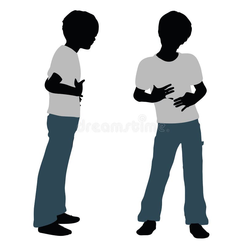 Boy Silhouette in Happy Talk Pose Stock Vector - Illustration of ...