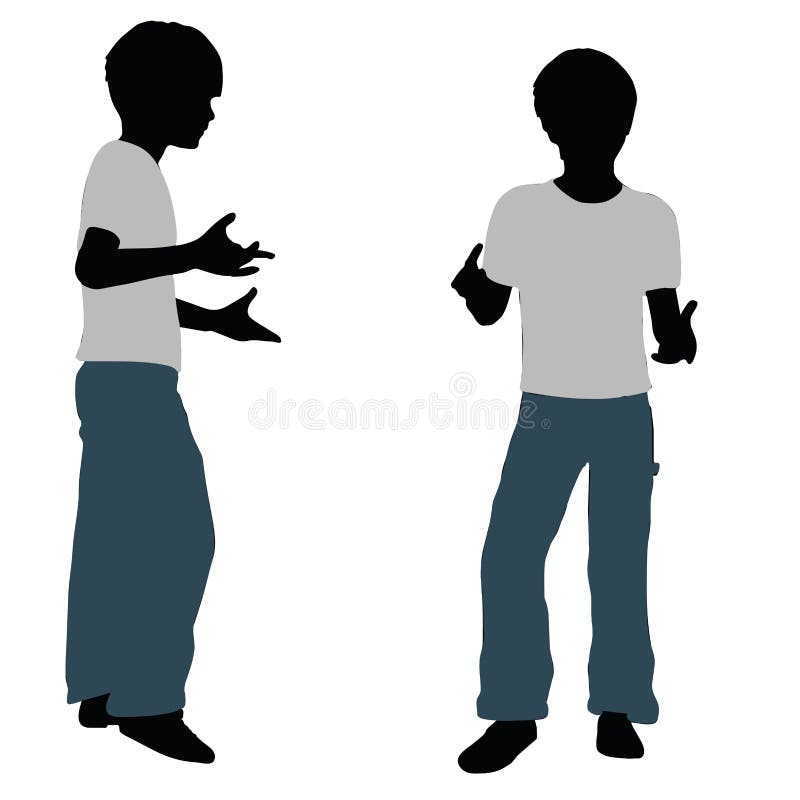 Boy Silhouette in Intimate Talk Pose Stock Vector - Illustration of ...