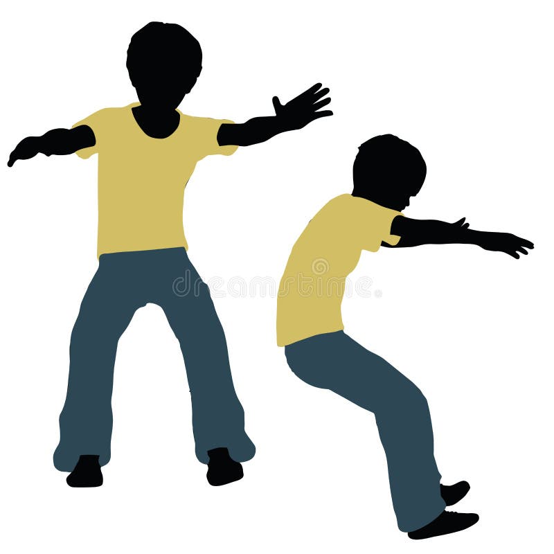 Boy Silhouette in Landing Pose Stock Vector - Illustration of male ...