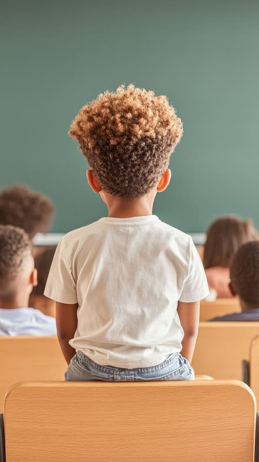Boy Sits during Cybersecurity Awareness Presentation. Student Learning ...