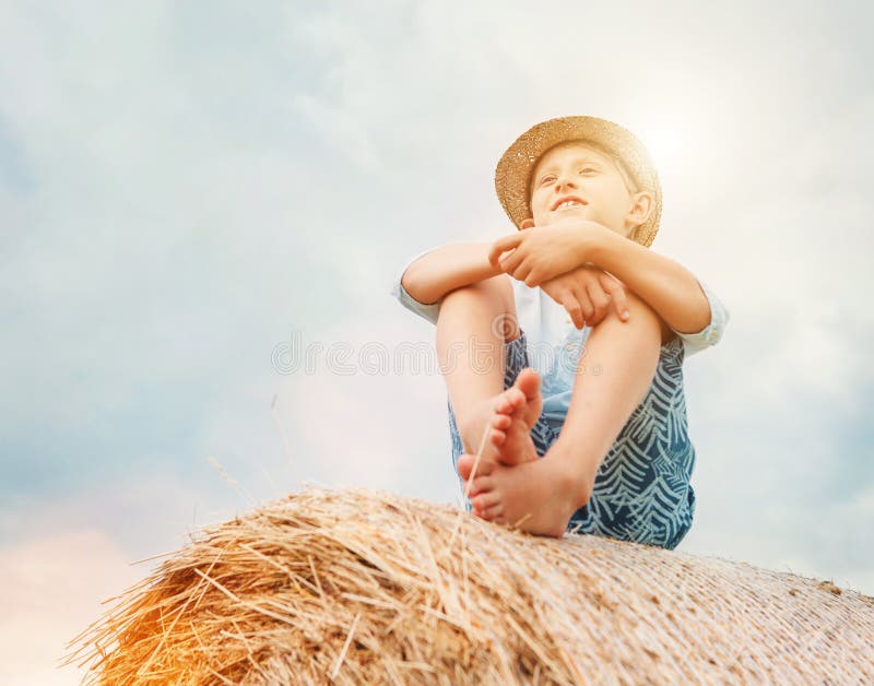 Boy Puts the Hay in Hayloft Stock Image - Image of ladder, farm: 89796645