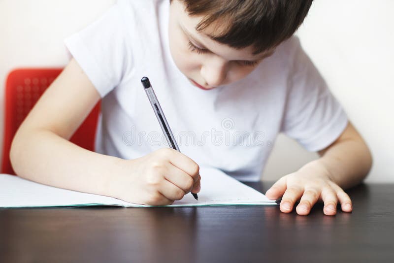 Boy Writes Pen Lesson Class Stock Photos - Free & Royalty-Free Stock ...