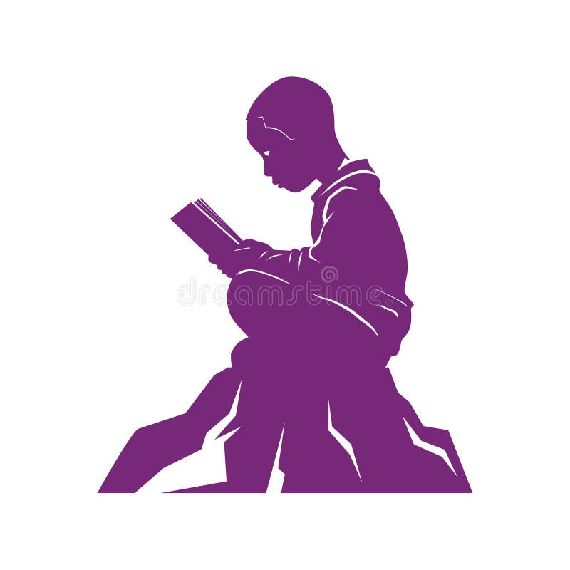 Boy Sitting Alone Absorbed in Reading Stock Vector - Illustration of ...