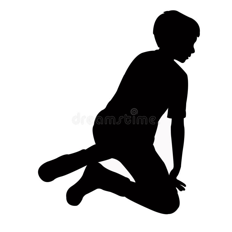 A Boy Sitting Body Silhouette Vector Stock Vector - Illustration of ...