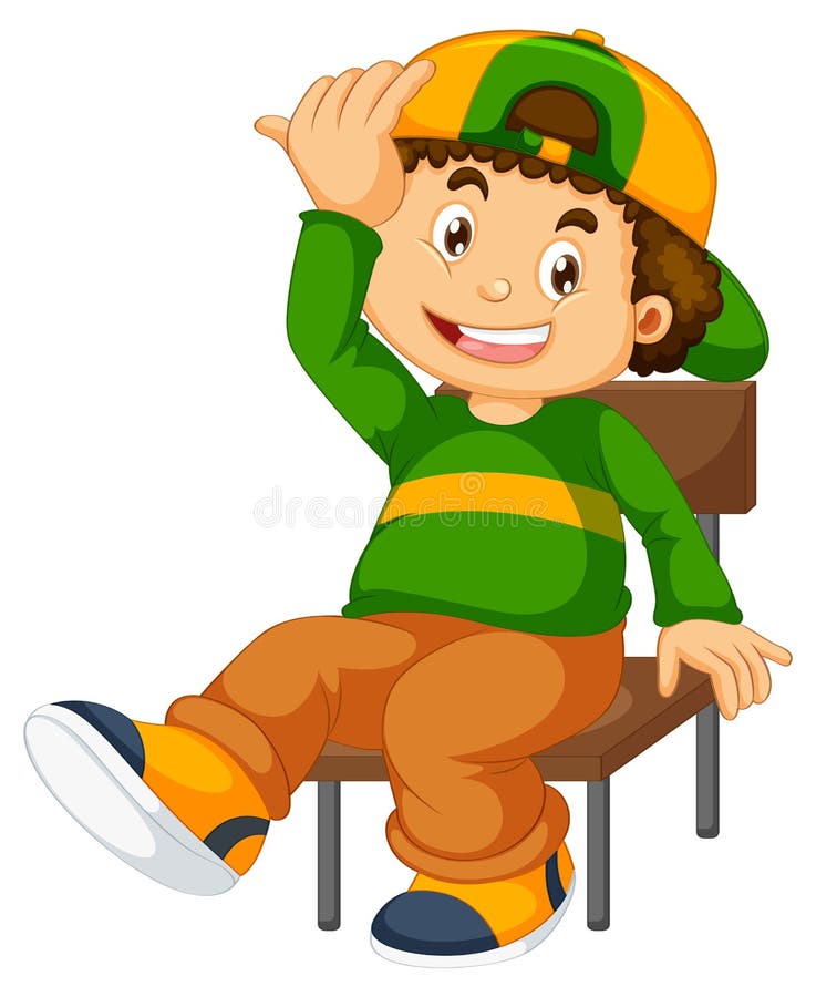 A boy sitting on a chair stock illustration. Illustration of child ...