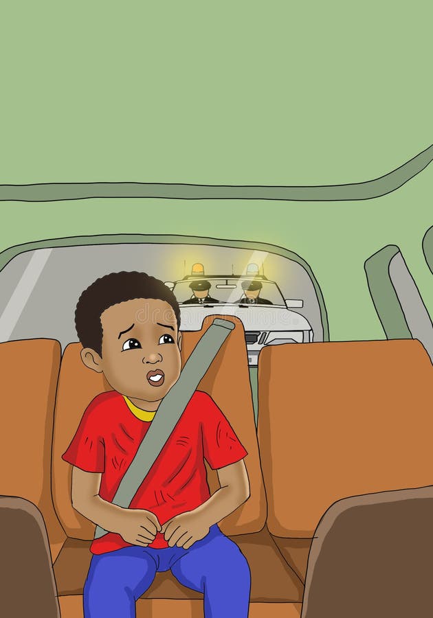 A Boy Sitting Inside the Car Cartoon Illustration Stock Illustration ...