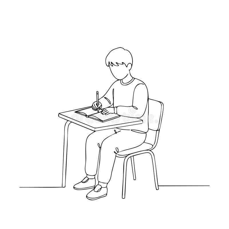 Line Drawing Boy Writing Stock Illustrations – 933 Line Drawing Boy ...