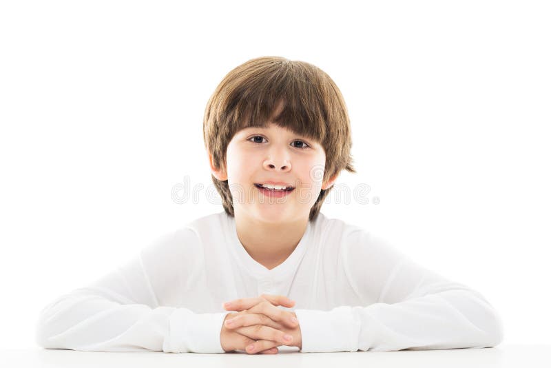 Boy sitting at table stock photo. Image of leaning, childhood - 54101656
