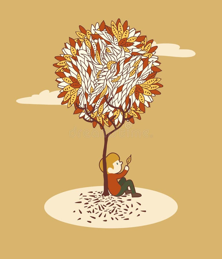 Boy Sitting Under Tree Stock Illustrations – 184 Boy Sitting Under Tree ...
