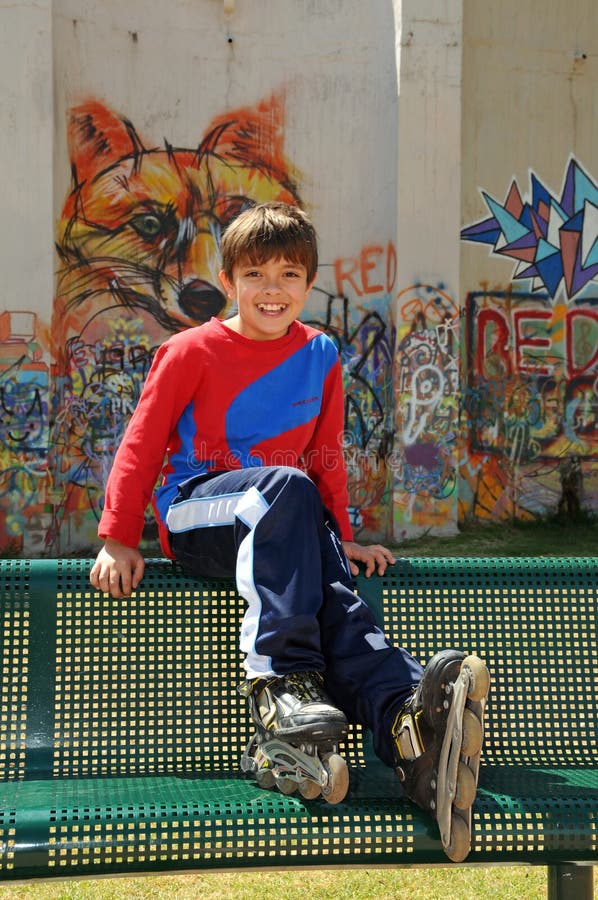 Boy Skating on the Rollerblades Stock Photo - Image of ride, health ...
