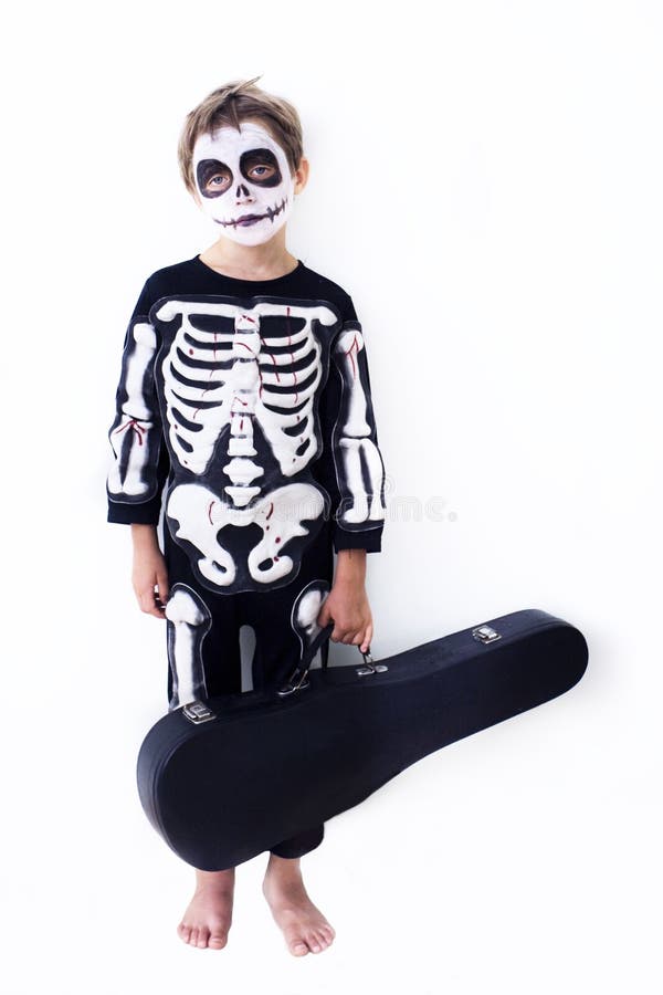 Boy in a skeleton costume stock photo. Image of aquagrim - 265465678