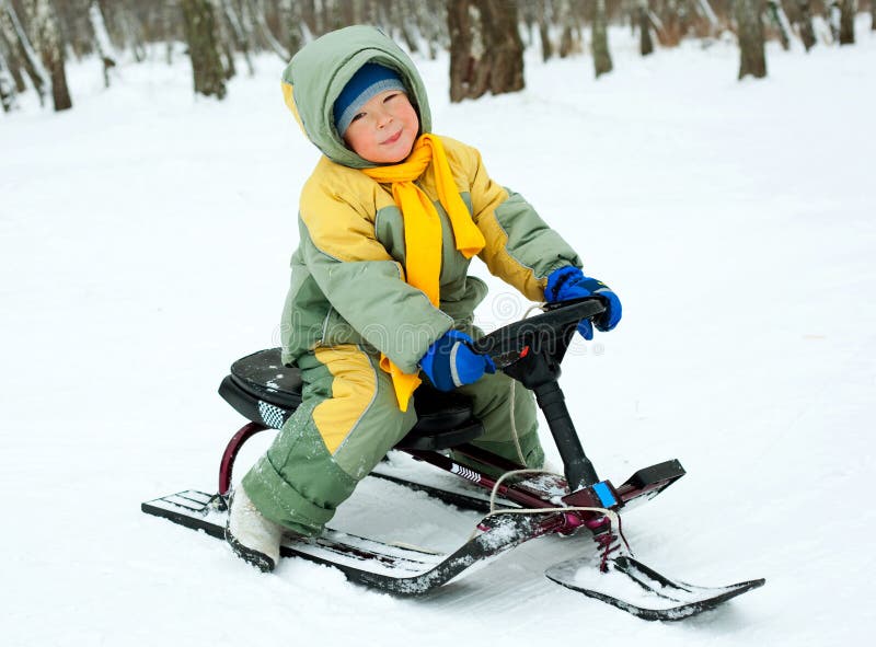 Boy with a sledge stock photo. Image of cold, fast, pleasure - 11921510