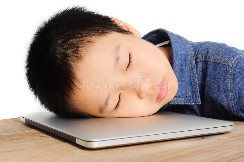 Boy Sleeping on the New Notebook Stock Image - Image of child, thai ...