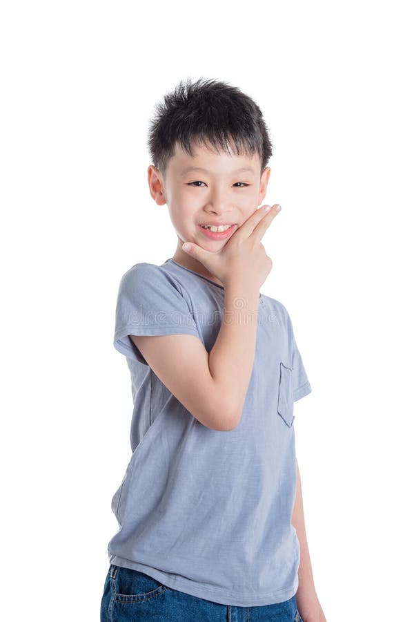 Boy Smiling Over White Background Stock Image - Image of male ...