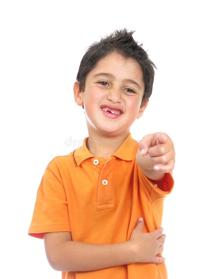 Boy Smiling and Pointing Up, Isolated Stock Photo - Image of excited ...