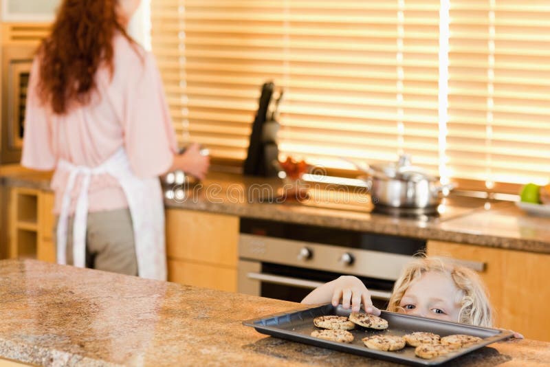 Boy sneaking up to cookies stock photo. Image of interior - 22439312