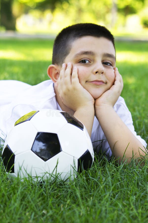 Boy Standing with Soccer Ball Isolated Stock Image - Image of leisure ...