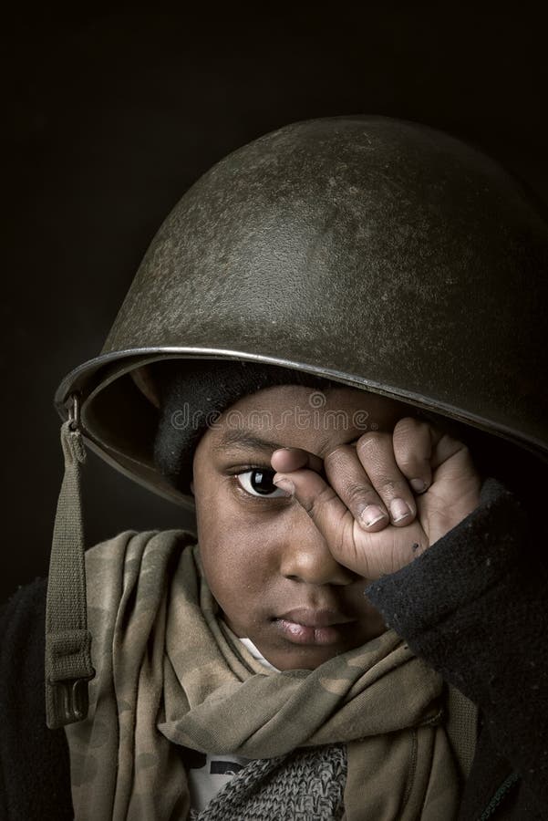 Depressed and Sad Soldier in Green Uniform with Trauma after War ...