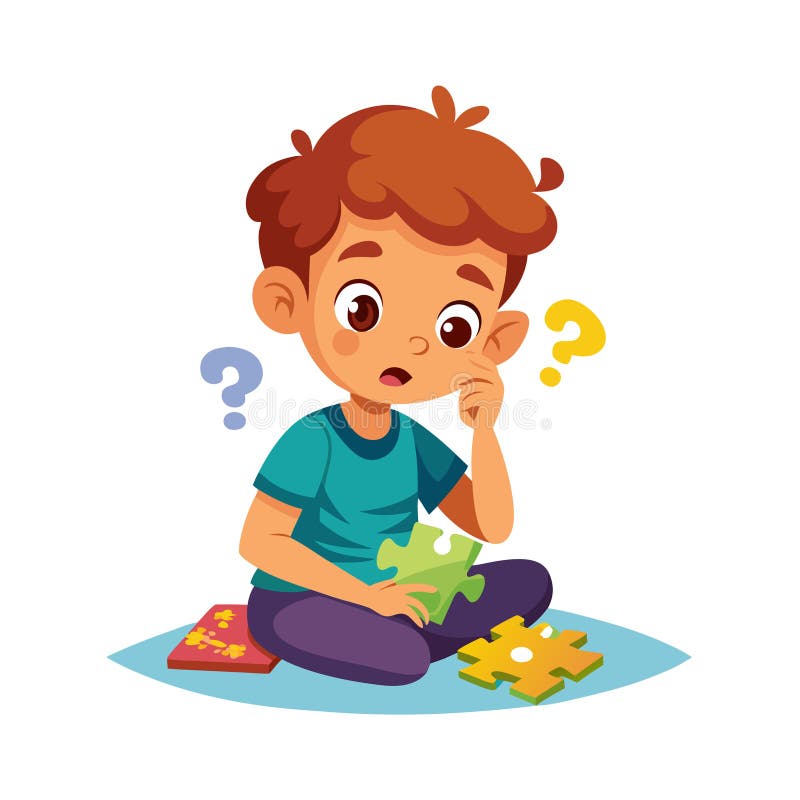 Boy Solving Jigsaw Puzzle Stock Illustrations – 151 Boy Solving Jigsaw ...