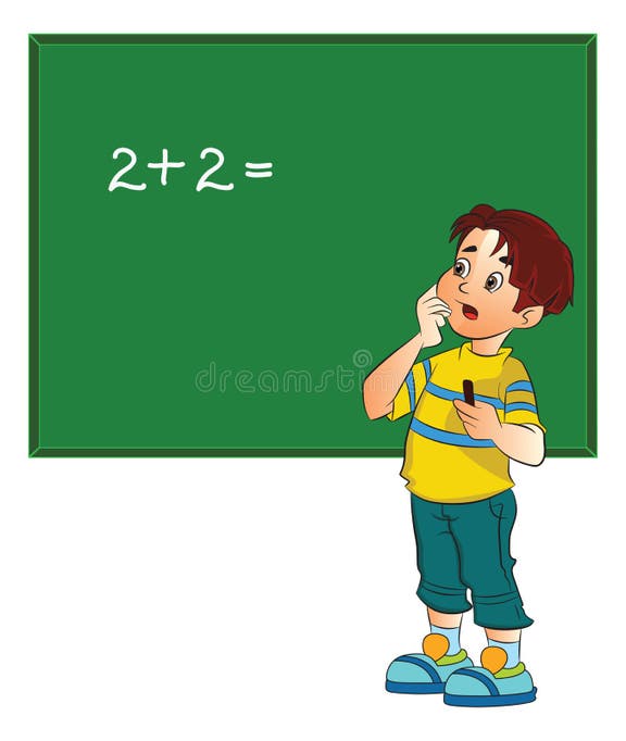 Boy Solving a Math Problem, Illustration Stock Vector - Illustration of ...